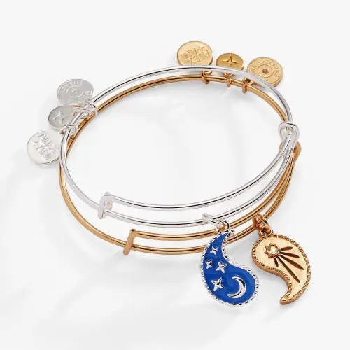 ALEX AND ANI Yin Yang Celestial Bangle Bracelet Set Of 2 - Two Tone