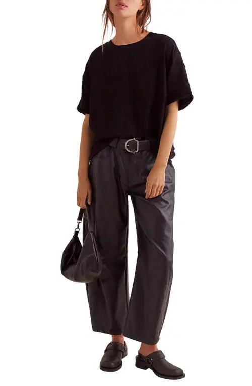 Free People Dorothy Lace Trim Oversized T-shirt - Black