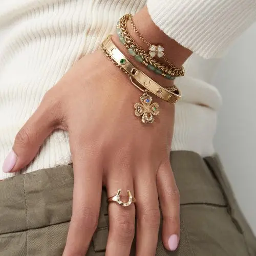ALEX AND ANI Lucky Four Leaf Clover Bracelet
