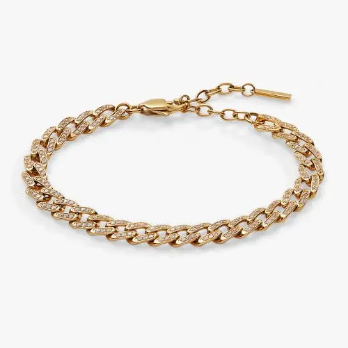 ALEX AND ANI Crystal Pave Curb Chain Bracelet - Gold