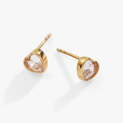 ALEX AND ANI Crystal Heart Mini Stud Earrings - Gold