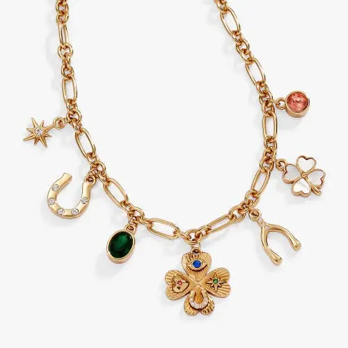 ALEX AND ANI Lucky Four Leaf Clover Charm Necklace