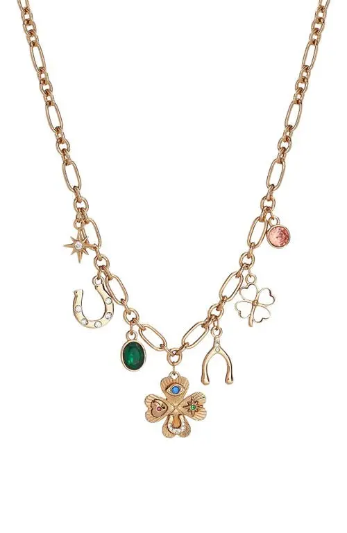 ALEX AND ANI Lucky Four Leaf Clover Charm Necklace - Gold