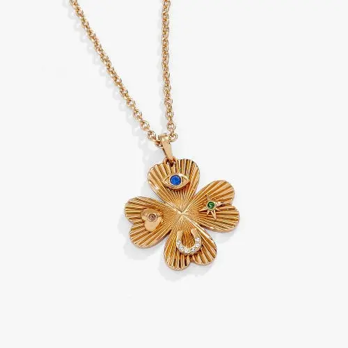 ALEX AND ANI Lucky Four Leaf Clover Pendant Necklace