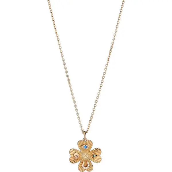 ALEX AND ANI Lucky Four Leaf Clover Pendant Necklace - Gold