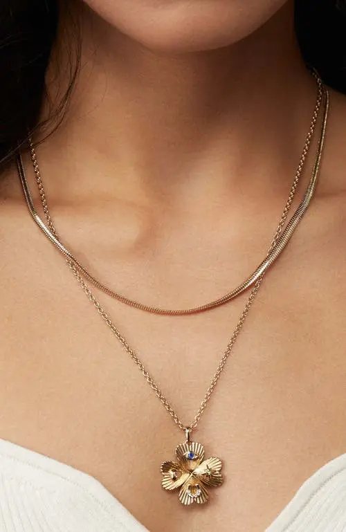 ALEX AND ANI Lucky Four Leaf Clover Pendant Necklace