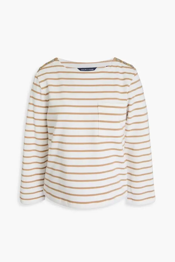 Veronica Beard Hovey Striped Cotton-jersey Top