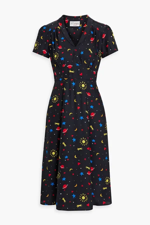 HVN Morgan Printed Silk Dress