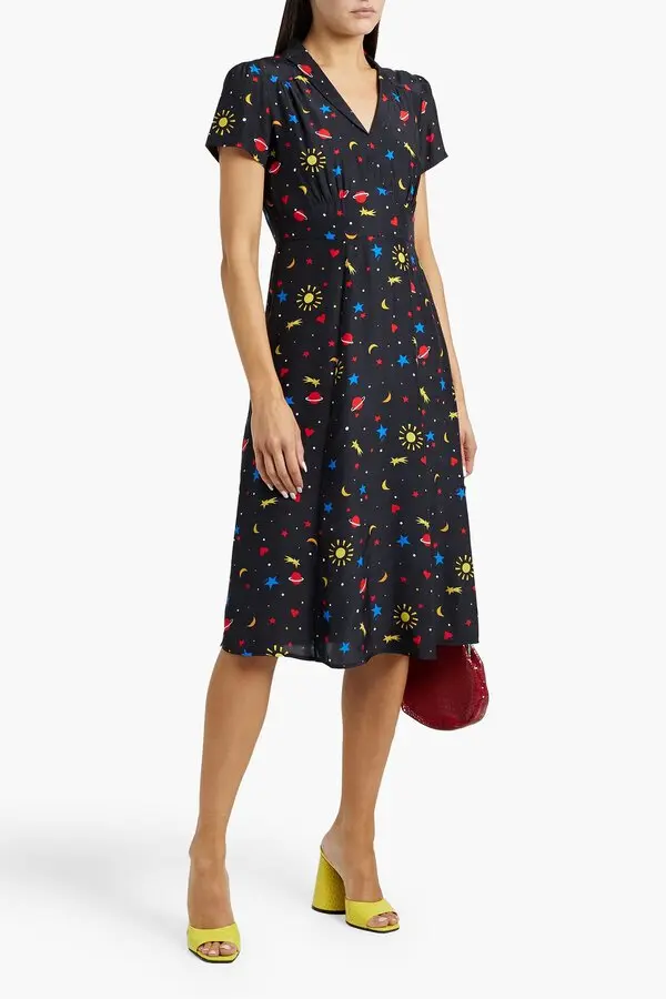 HVN Morgan Printed Silk Dress