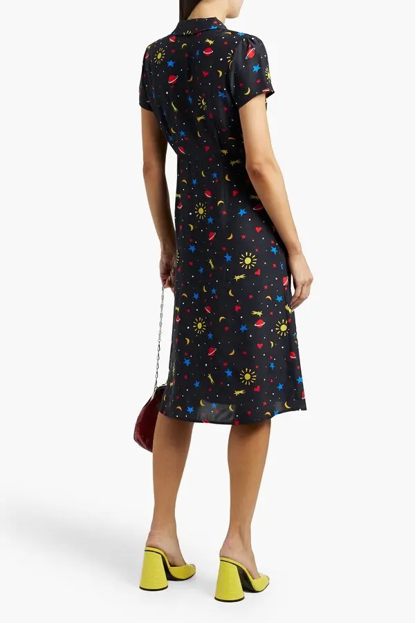 HVN Morgan Printed Silk Dress