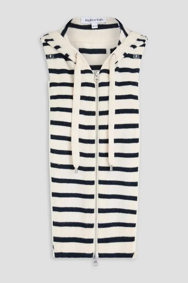 Veronica Beard Striped Wool-cashmere Blend Hooded Dickey