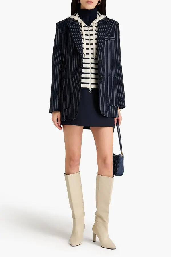Veronica Beard Striped Wool-cashmere Blend Hooded Dickey