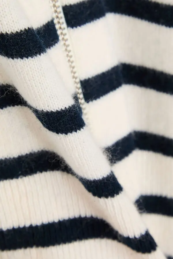 Veronica Beard Striped Wool-cashmere Blend Hooded Dickey