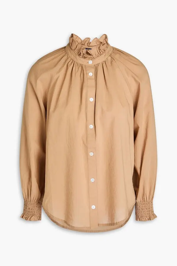 Veronica Beard Calisto Ruffled Cotton Shirt - Sand