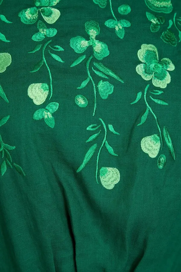 Saloni Neela Cutout Embroidered Linen Midi Dress