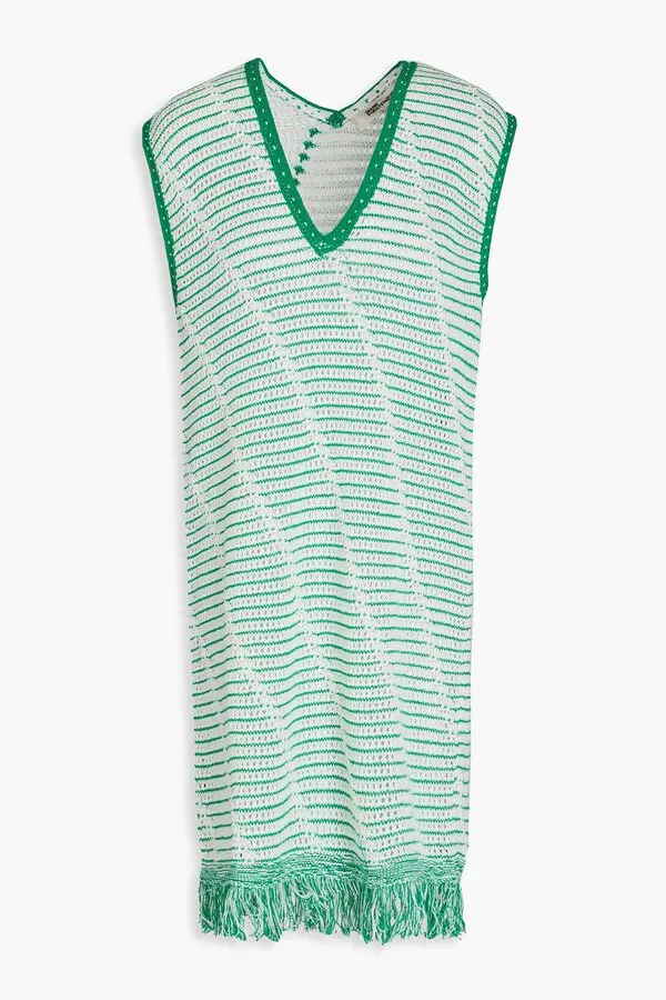 Diane Von Furstenberg Susana Striped Pointelle-knit Mini Dress - Jade