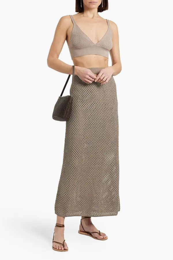 Brunello Cucinelli Crocheted Cotton Maxi Skirt