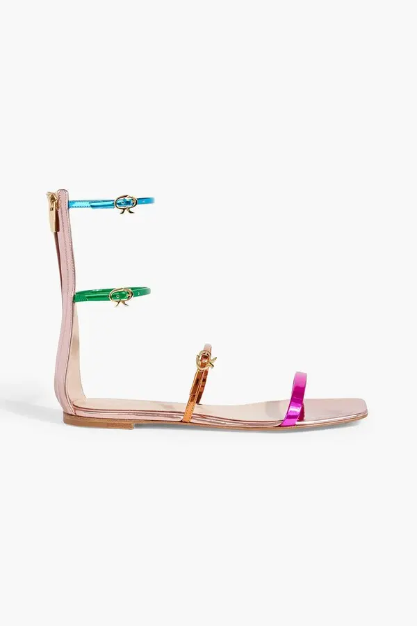 GIANVITO ROSSI Ribbon Downtown Mirrored-leather Sandals - Multicolor