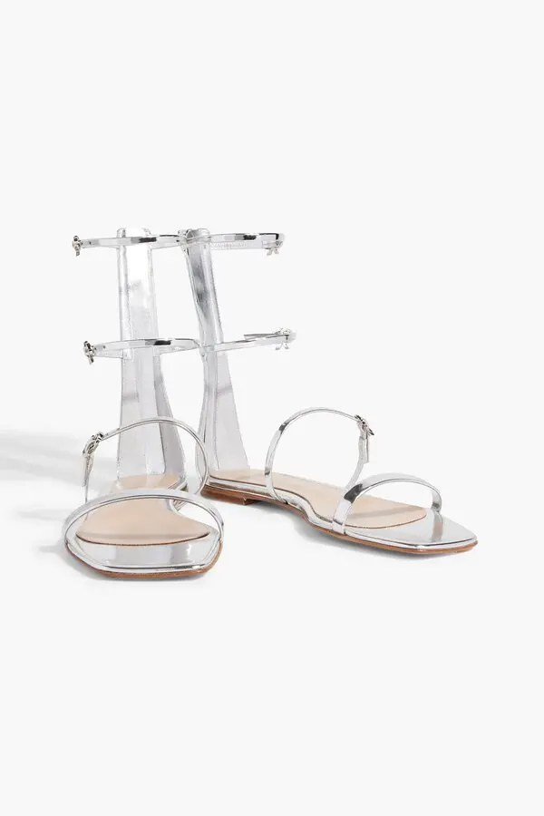 GIANVITO ROSSI Ribbon Downtown Mirrored-leather Sandals
