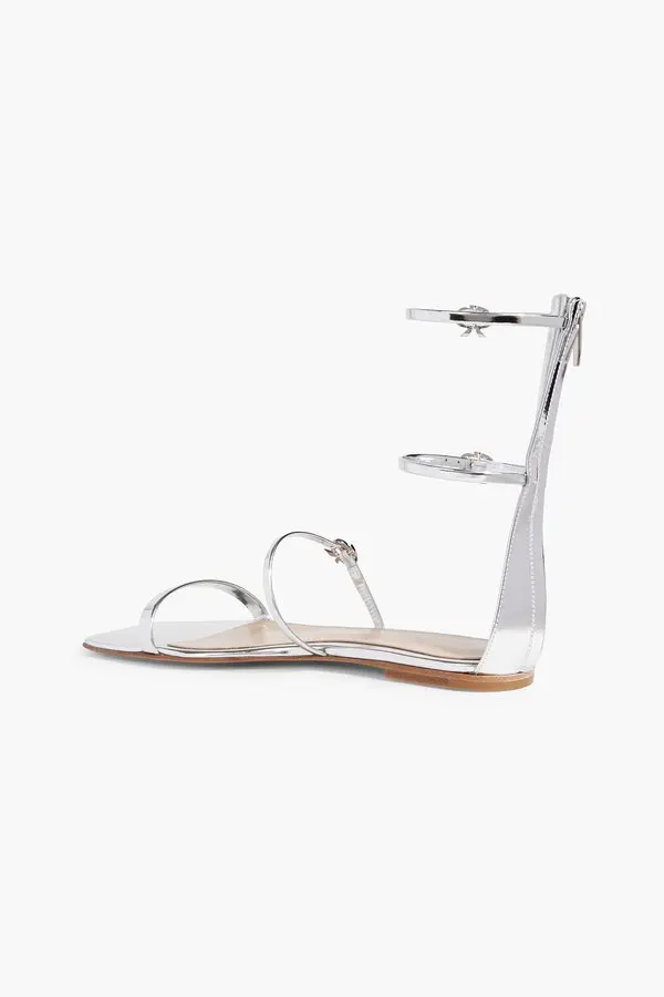 GIANVITO ROSSI Ribbon Downtown Mirrored-leather Sandals