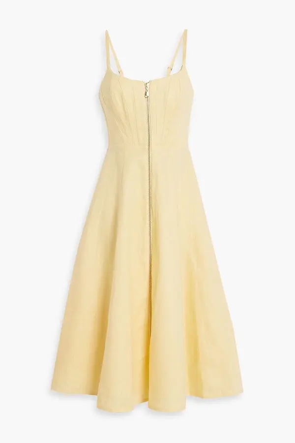 Zimmermann Linen Midi Dress With Zip Detailing
