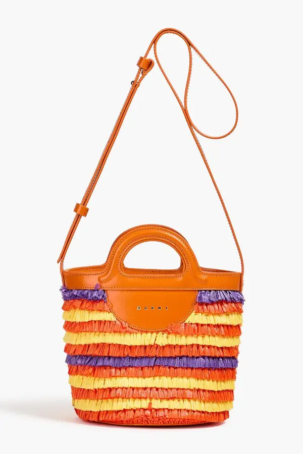 Marni Tropicalia Faux Raffia Bucket Bag - Orange