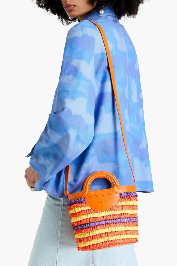 Marni Tropicalia Faux Raffia Bucket Bag - Orange