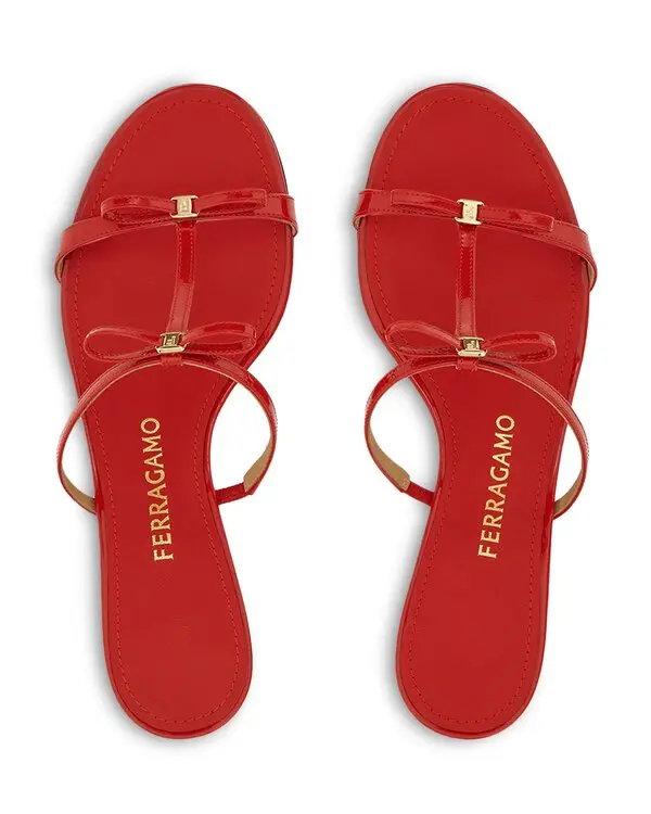 FERRAGAMO Abili 40 Mini Bow Sandals - Flame Red