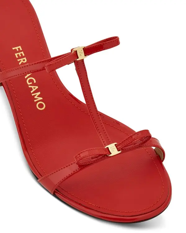 FERRAGAMO Abili 40 Mini Bow Sandals - Flame Red