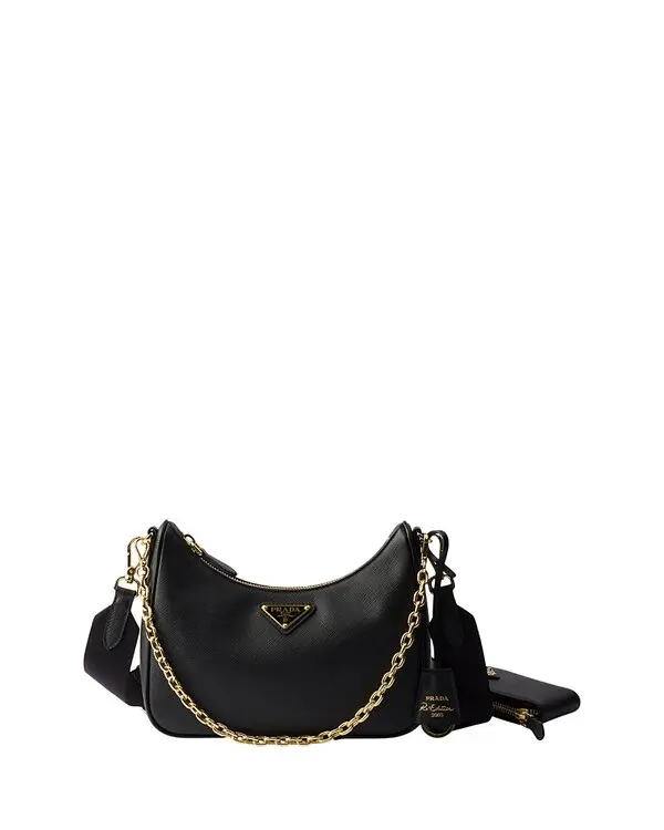 Prada Re-edition 2005 Saffiano Leather Shoulder Bag - Black