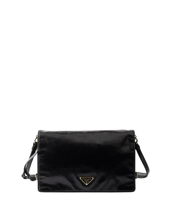 Prada Medium Leather Shoulder Bag - Black