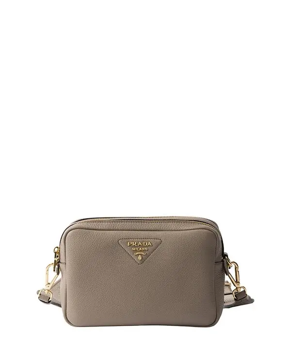 Prada Small Leather Shoulder Bag - Clay Gray