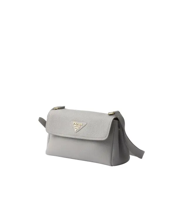 Prada Small Leather Shoulder Bag - Grey