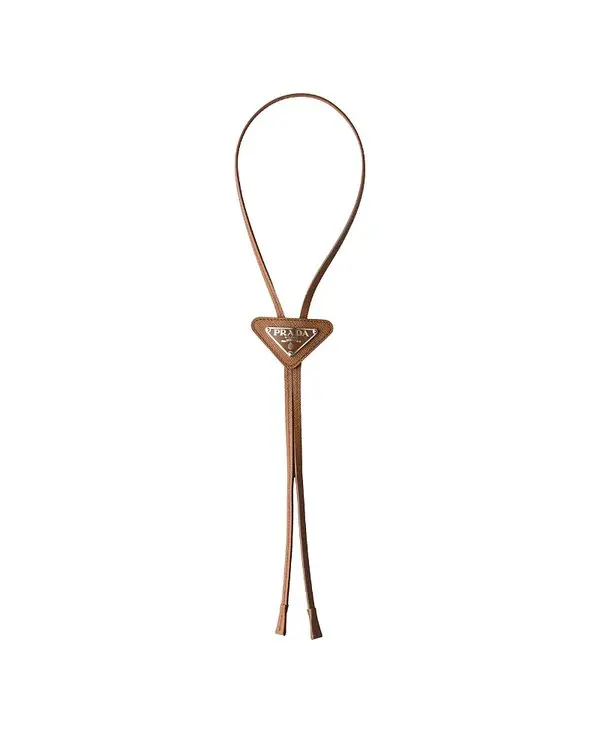 Prada Saffiano Leather Bolo Tie - Brown