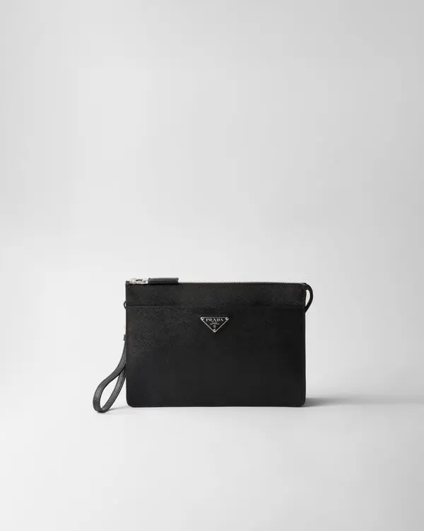 Prada Saffiano Leather Pouch - Black