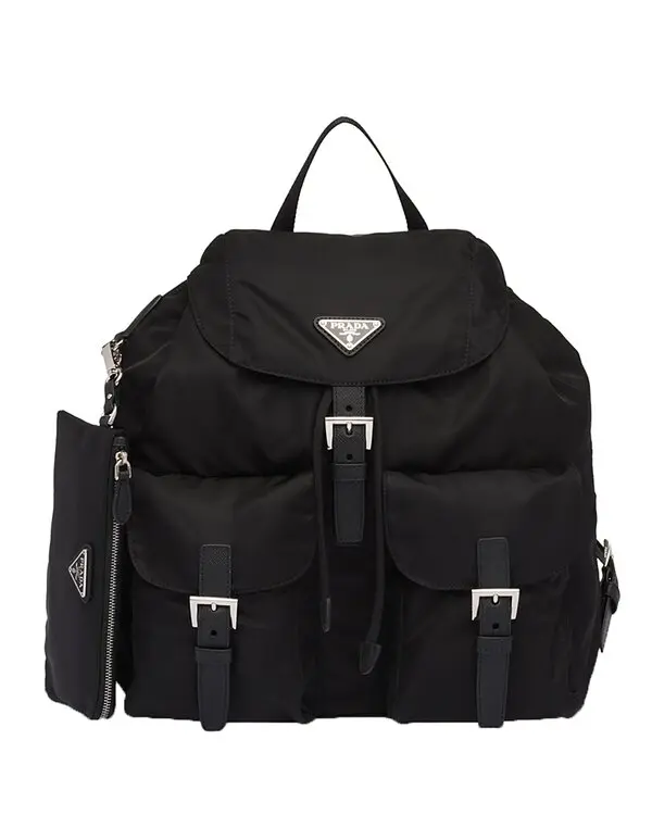 Prada Medium Re-nylon Backpack With Pouch - Black