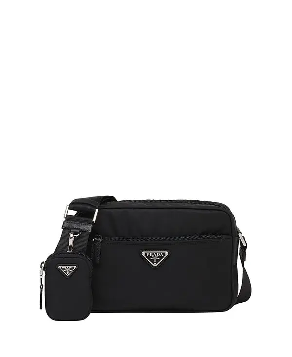 Prada Re-nylon Shoulder Bag With Detachable Pouch - Black