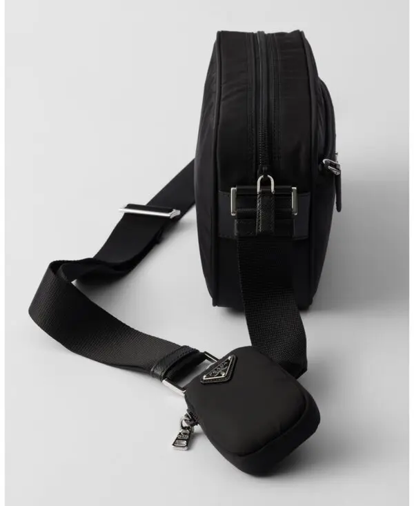 Prada Re-nylon Shoulder Bag With Detachable Pouch - Black
