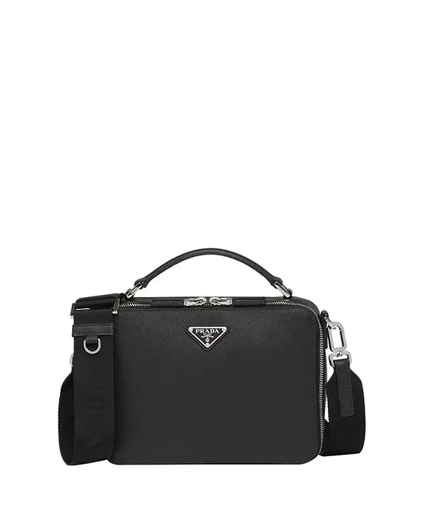 Prada Brique Medium Saffiano Leather Bag - Black