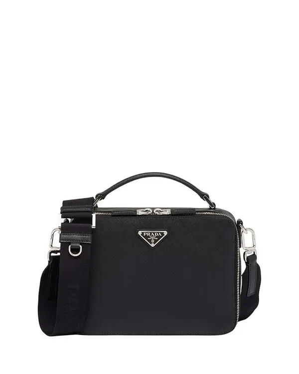 Prada Brique Medium Saffiano Leather Bag - Black