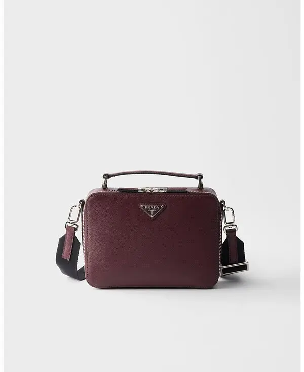 Prada Brique Medium Saffiano Leather Bag - Burgundy