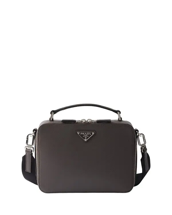 Prada Brique Medium Saffiano Leather Bag - Grey