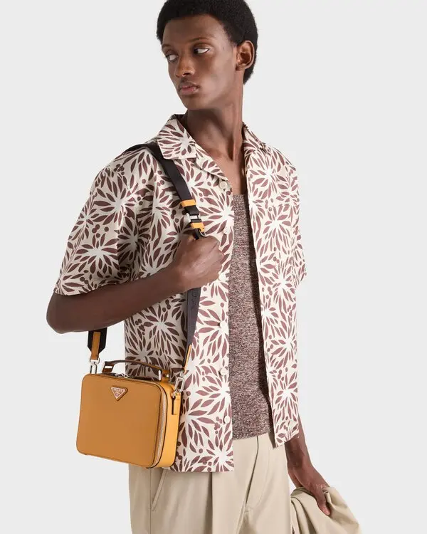 Prada Brique Medium Saffiano Leather Bag - Orange