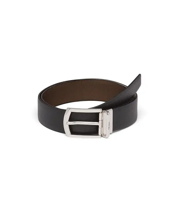 Prada Reversible Saffiano Leather Belt - Black/burnt Sienna