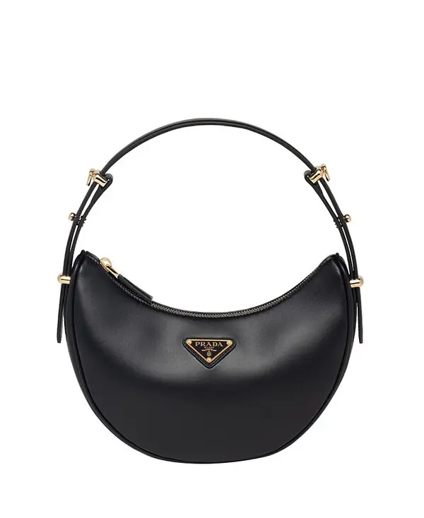 Prada Arque Small Leather Shoulder Bag - Black