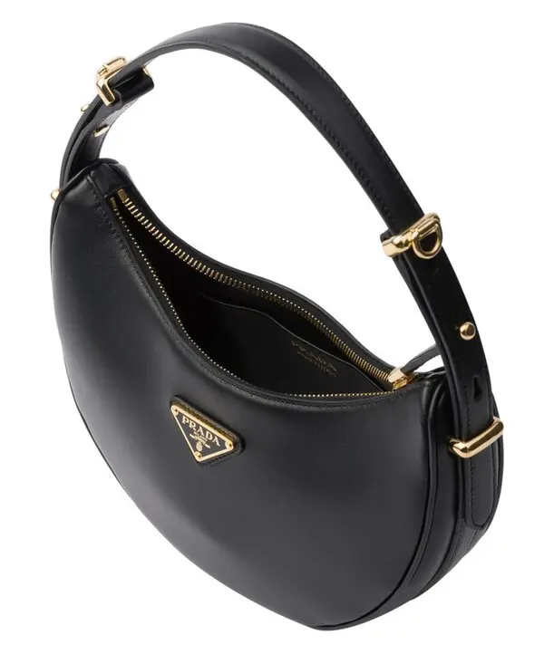 Prada Arque Small Leather Shoulder Bag - Black