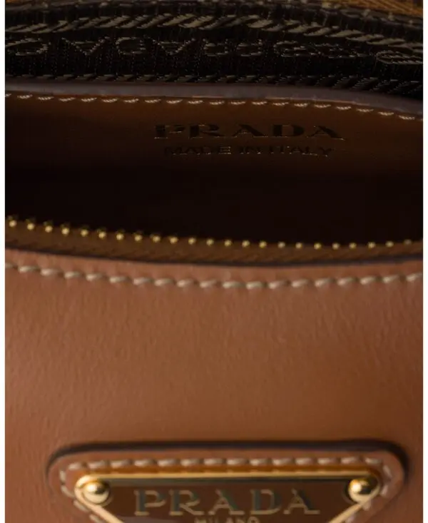 Prada Arque Mini Leather Shoulder Bag - Cognac