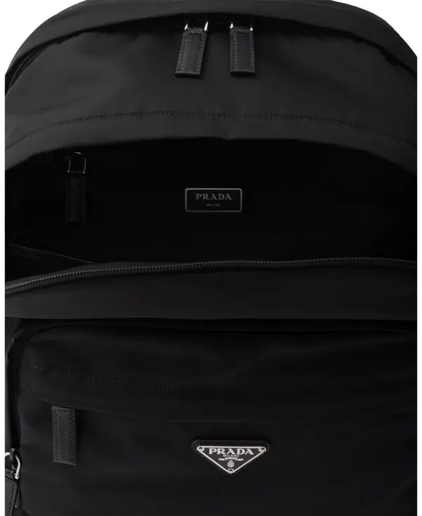 Prada Re-nylon And Saffiano Leather Backpack - Black