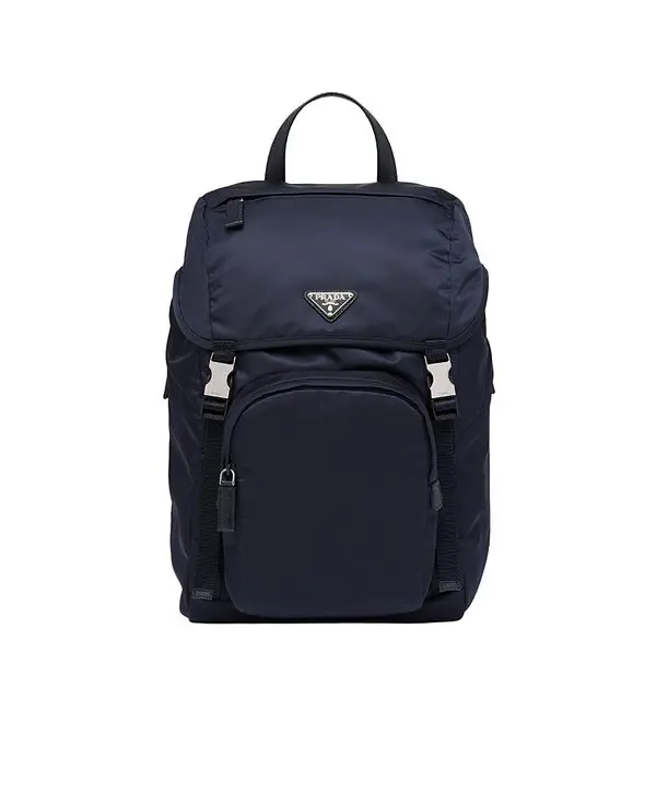 Prada Re-nylon And Saffiano Leather Backpack - Blue