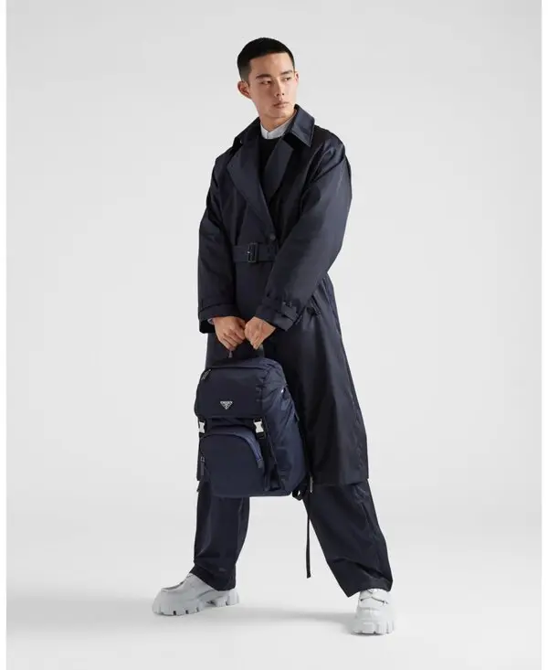 Prada Re-nylon And Saffiano Leather Backpack - Blue